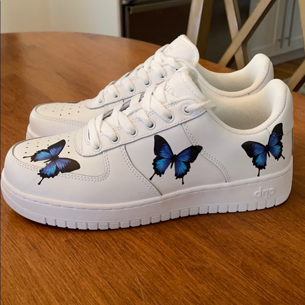 Drip Creationz Blue Drip Butterfly Sneakers - Gem